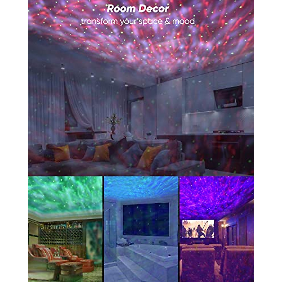 Star Projector Galaxy Night Light Projector - 48 Light Effect Themes, Remote Control, Bluetooth Speaker, Wi-Fi APP - Galaxy Projector for Bedroom, Kids Adults, Party Light, Room Decor