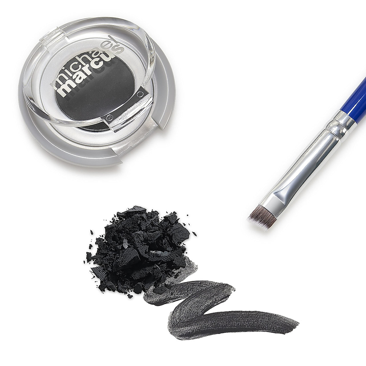 michael marcus Cake Eyeliner & Brush - 2 Piece Water Activated Dry Pressed Eyeliner & Professional Brush - Long-Lasting, Vibrant Color, Smudge Resistant - Cruelty Free Paraben Free (Kohl)