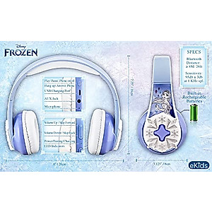 eKids Disney Frozen Bluetooth Headphones with EZ Link, Wireless Headphones with Microphone and Aux Cord, Kids Headphones for School, Home, or Travel