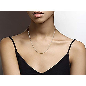 Miabella Solid 925 Sterling Silver Italian 2.3mm Diamond-Cut Figaro Link Chain Necklace for Women Men, Made in Italy (Length 20 Inches)