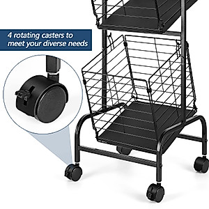 OYEAL 3 Tier Fruit Basket Tiered Market Basket Storage Stand for Kitchen Metal Wire Fruit and Vegetable Storage Basket Food Storage Chart with 4 Wheels