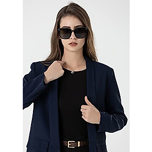 Beninos Womens Casual Long Sleeve Blazer Jackets with No Button (807 Navy, XS)