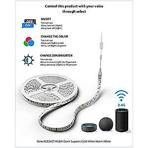 Maxonar LED Strip Lights Works with Alexa 32.8Ft/10M WiFi Wireless Smart Phone Controlled DIY Kit SMD 5050 RGB Multicolor Indoor Waterproof IP65 600LEDs Strip Light ,Works with Amazon Echo&Google Home