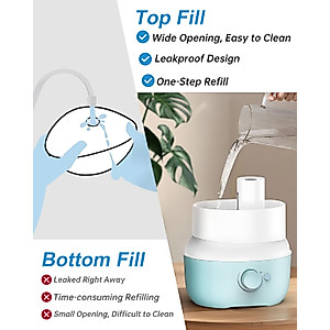 Feekaa Humidifiers for Bedroom Baby 3 in 1 - Top Fill Baby Humidifier & Essential Oil Diffuser & Night Light, BPA-Free Cool Mist Air Humidifier with Cute Stickers for Kids Bedroom Nursery Plants Home