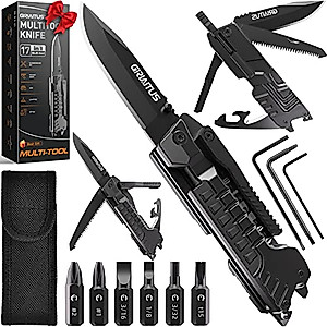 Multitool Knife 17 in 1Fire Starting Sticks, Bottle Opener, Saw Screwdrivers Bottle Opener, Whistle, Window Breaker and More -Perfect for Camping, Outdoorl, Survival and Everyday Use,Gifts for Men Dad