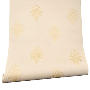 Yifely Light Beige Damask Shelf Liner Easy to Apply Furnitrue Coutertop Decor PVC Paper Self-Adhesive 17.8 Inch by 9.8 Feet