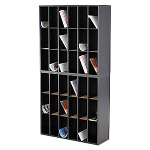 Safco Products 7765BL Wood Mail Sorter, 18 Compartment, Black