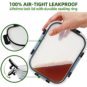 DAS TRUST 10 Pack Glass Meal Prep Containers Microwave Safe Meal Prep Bowls Food Storage Containers Glass Food Prep Containers with Lids Lunch Containers for Adults Meal Prep Lunch Box Bento Boxes