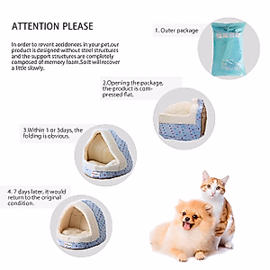 Tofern Dog Beds for Small Dog Cats Colorful Dots Pattern Striped Cute Fleece Warm Washable Igloo Pet Bed with Removable Cover