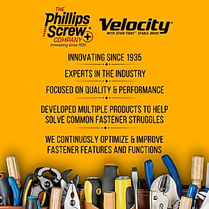 Velocity Interior 2 Inch Wood Screws Contractor Pack (Size #8, 435 Pcs) – Self Tapping Screws with Phillips Bits, Stick Tight Technology, Carbon Steel with Zinc Plating, Durable Storage Organizer