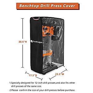 Benchtop Drill Press Cover,Suitability Drill Press Cover for Most Table 12-Inch Drill Press on the Market,Side with Transparent PVC Design,Black