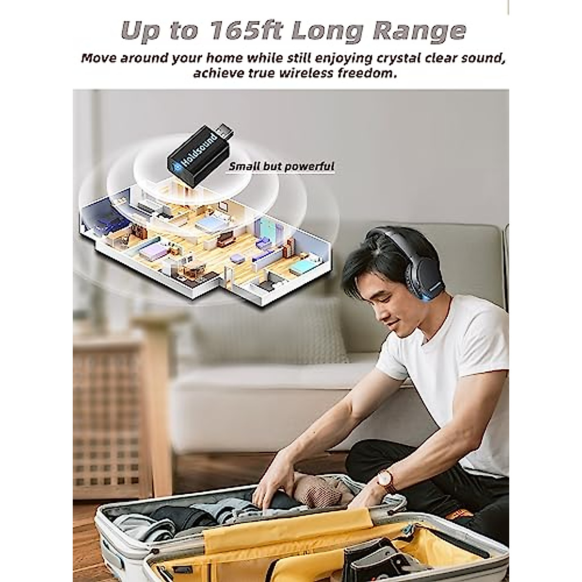 Wireless Headphones for TV - BKM400 Bluetooth TV Headphones Wireless with USB Transmitter Set Optical, AUX, RCA, USB, Plug & Play, 165FT Long Range, No Delay, 20 Hours, Louder and Clearer