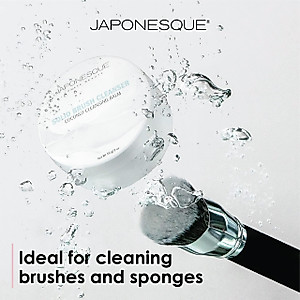 Japonesque Makeup Brush and Sponge Cleanser Balm, Coconut Scented, Solid, Mess-Free Formula, Travel Friendly