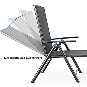 Nuu Garden Folding Chaise Lounge Chairs for Outside, Beach Chair Lounge Chair with Steel Frame and Breathable Textile Fabric for Beach, Yard, Pool and Patio, Grey