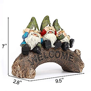 Gnome Garden Decor, Fairy Garden Welcome Sign Statues Whimsical Gnomes Sculptures for Yard Patio Outside Home