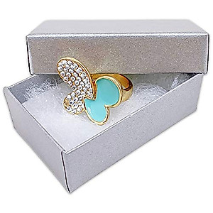 TheDisplayGuys 100-Pack #21 Cotton Filled Cardboard Paper Jewelry Box Gift Case - Pearl Gray (2 5/8" x 1 5/8" x 1")