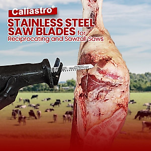 Caliastro 6-Inch Stainless Steel Frozen Meat Bone Cutting Saw Blades for Reciprocating and Sawzall Saws 5-Pack