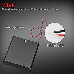 DAIERTEK 4 AA Battery Holder with Switch 6V Battery Case Holder with Cover 4 Slots 1.5V AA Battery Storage Box with Wires Battery Connector -3pcs