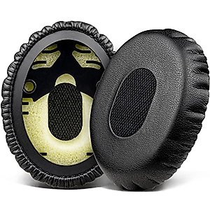 SOULWIT Professional Replacement Earpads Cushions for Bose QuietComfort 3 (QC3) and OE1 On-Ear Headphones, Ear Pads with Softer Leather, Noise Isolation Foam, Added Thickness (Black)