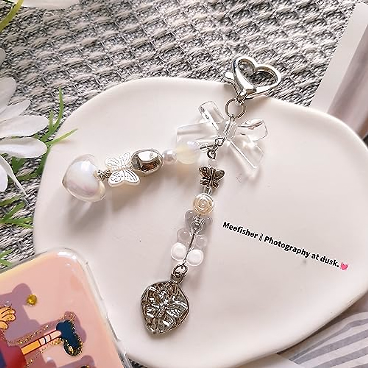 Meefisher White Bear Y2K Aesthetic Accessories Gift Keychain Cute Love Heart Keyring for Girl Women Bag Charms Pendant, Kawaii Jewelry Gifts