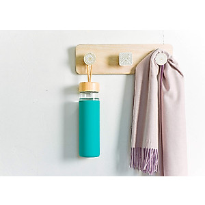 Yomious 20oz Borosilicate Glass Water Bottle with Bamboo Lid and Silicone Sleeve – Reusable BPA Free – Glass Drinking Bottle with Lids - Bundle of 2