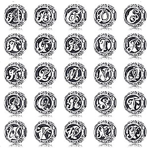 Eternalll Jewellery Letter Beads for Bracelets Authentic 925 Sterling Silver Initial A-Z Alphabet Beads for Pandora Charms Womens Bracelets or Necklace DIY Jewelry (Letter C)