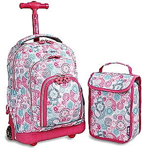 J World New York Kids' Lollipop Rolling Backpack & Lunch Bag Set, Blue Raspberry, One Size