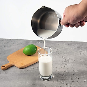 IMEEA Milk Butter Warmer Mini Butter Melting Pot Coffee Maker with Dual Pour Spout 18/10 Tri-Ply Stainless Steel (20oz/600ml)