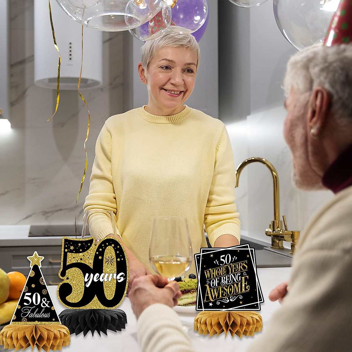 9 Pieces 50th Birthday Decorations 50th Birthday Centerpieces for Tables 50th Birthday Party Decorations for Men and Women (50th)