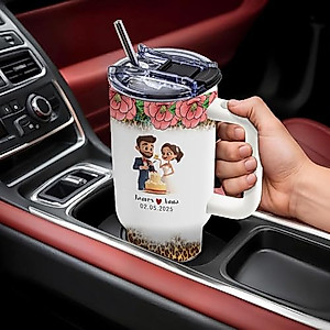 Personalized 40oz Tumbler with Handle – Valentine's day decorating-Custom Couple Gift for Anniversary Wedding Gift, Birthday, Mother's Day, Valentine’s Day tgndQu