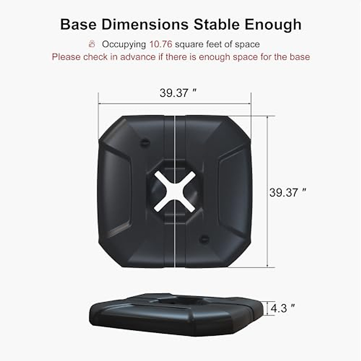 PURPLE LEAF Patio Umbrella Base Water & Sand Filled Weighted Base Outdoor Umbrella Base for Cantilever Offset Patio Umbrella, 300 Lbs