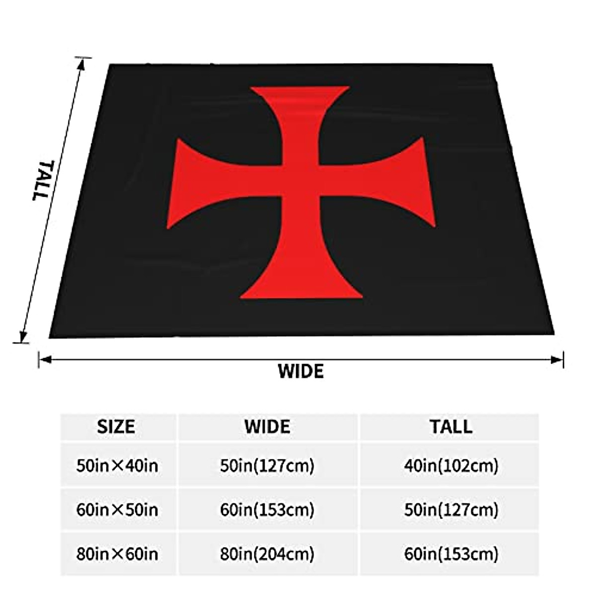 NUTTAG Cross Knights Templar Throw Blanket Warm 60x50 Inches Fleece Throw Blankets for Bed Couch Living Room All Seasons Wool Blanket