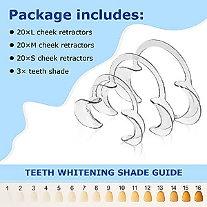 60 Pieces C Shape Teeth Whitening Cheek Retractor Autoclavable Dental Mouth Opener Clear Disposable Dental Lip Cheek Retractor for Dentist, Mouthguard Challenge Game, 20 Medium, 20 Large, 20 Small