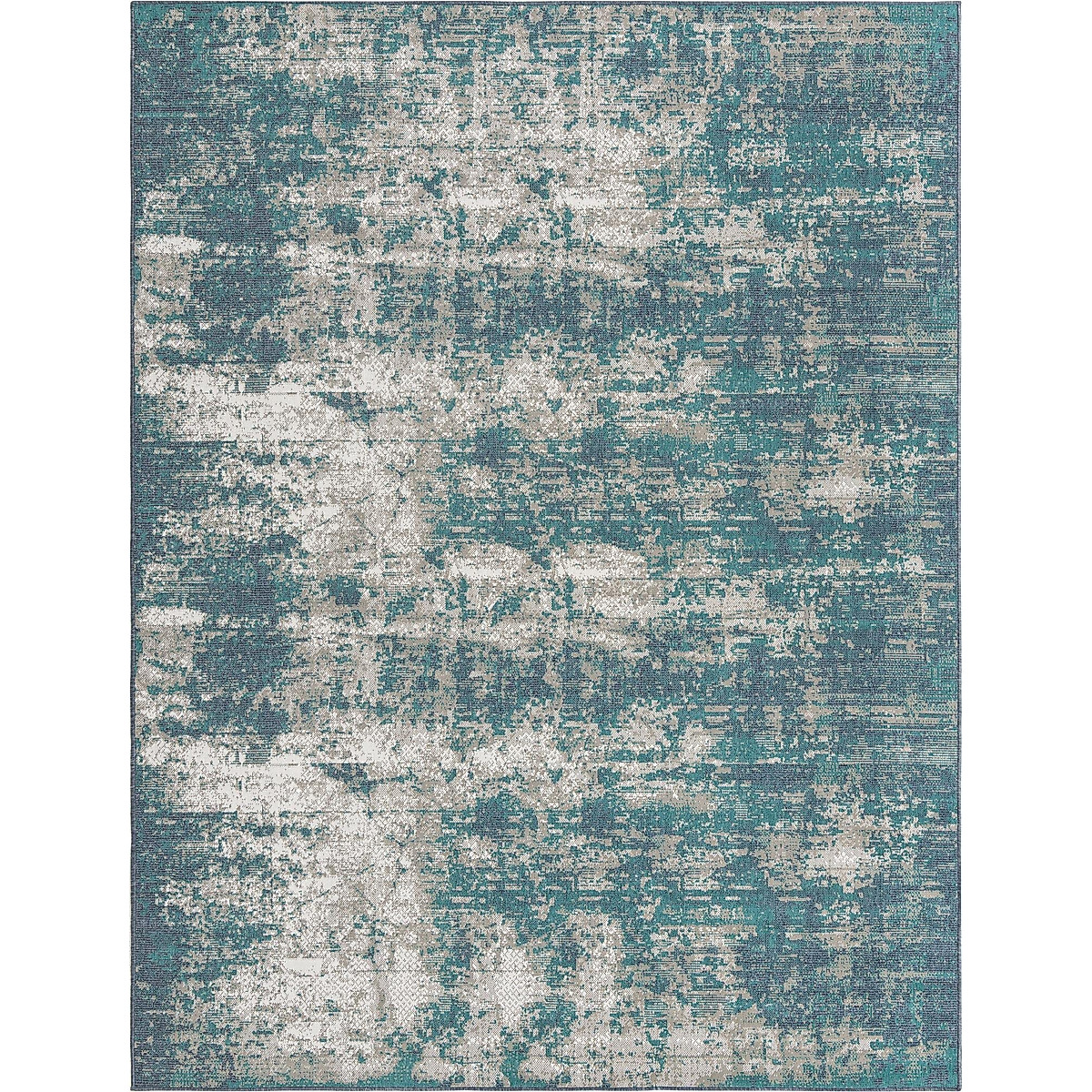 Unique Loom Outdoor Coastal Collection Area Rug - Okyanus (9' x 12' Rectangle, Blue/ Ivory)