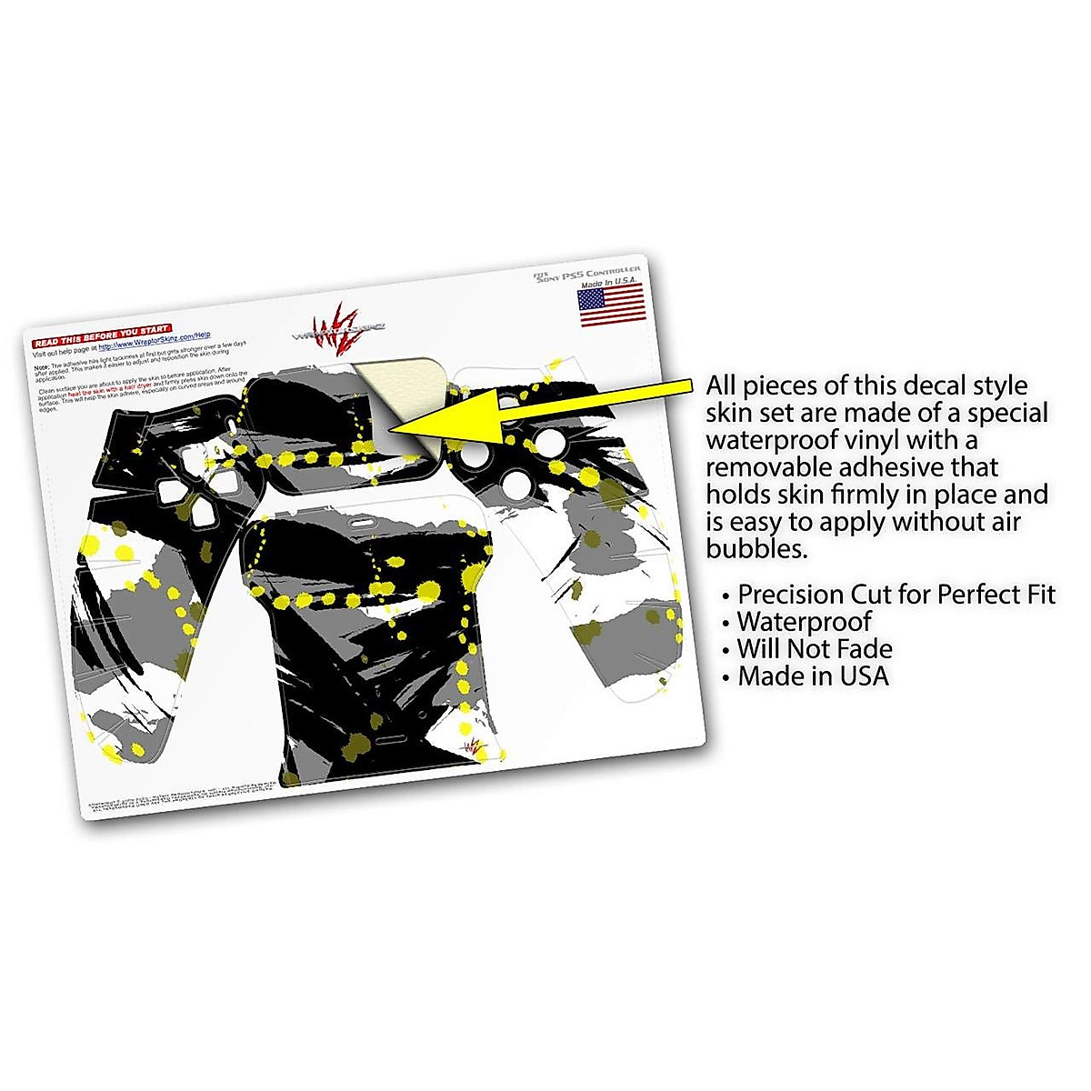 WraptorSkinz Skin Wrap compatible with Sony PS5 DualSense Controller Abstract 02 Yellow (CONTROLLER NOT INCLUDED)