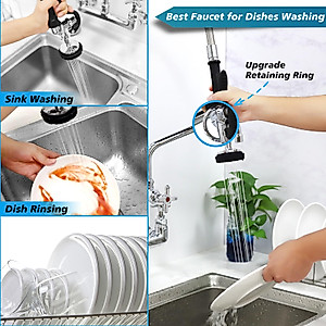 Launceter Commercial Faucet with Sprayer, 8 Inch Center Wall Mount Kitchen Faucet with 12" Swivel Spout, 42" Height Compartment Sink Faucet with Pre-Rinse Sprayer for Restaurant Industrial