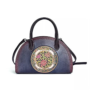 WYKDD Vintage Embossed Ladies Tote Bag Chinese Style Handbag Women Shopping Shoulder Bag (Color : E, Size