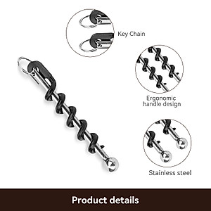 4pcs Corkscrew Spiral, Portable Keychain Corkscrew Black Stainless Steel Wine Beer Bottle Opener Corkscrew Kitchen Accessories