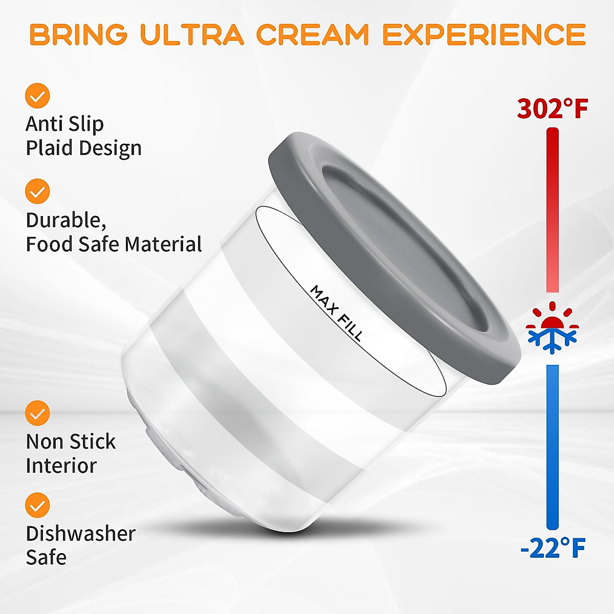 Replacement Containers - 4 Pack 16oz, Pints and Lids, Ice Cream Maker Machine Accessories, Compatible with Ice Cream Making Machines- 16oz, Dishwasher Safe