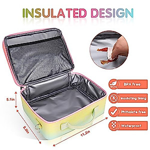 Kids Lunch Box Insulated Lunch Bag Box for Girls 3-12 Lunch Box School Supplies Reusable Lunch Box for Girls Back to School Leakproof Cooler Lunch Tote Bag with Adjustable Shoulder Strap