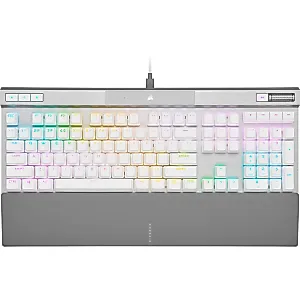 Corsair K70 PRO RGB Optical-Mechanical Gaming Keyboard - OPX Linear Switches, PBT Double-Shot Keycaps, 8,000Hz Hyper-Polling, Magnetic Soft-Touch Palm Rest - NA Layout, QWERTY - White