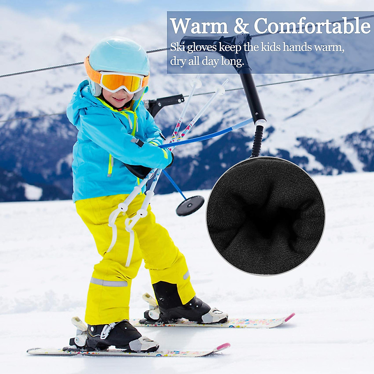 Cevapro Kids Winter Gloves Waterproof Ski Thermal Gloves Touchscreen Ski Warm Gloves for Kids Boys Girls Children Skiing Cycling