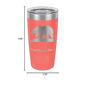 LaserGram 20oz Vacuum Insulated Tumbler Mug, Polar Bear, Personalized Engraving Included (Coral)