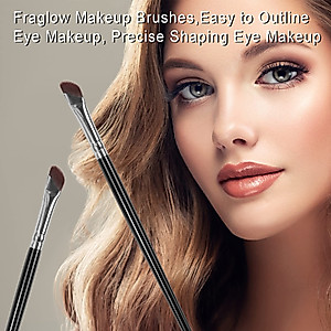 FRAGLOW Eyeliner Brush Fine Angled - PRO Precision Gel Eye Liner Makeup Brush -Ultra Thin Slanted Flat Angle - Premium Quality - Cruelty Free Synthetic Bristles