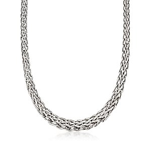 Ross-Simons Sterling Silver Graduated Wheat-Link Necklace. 18 inches