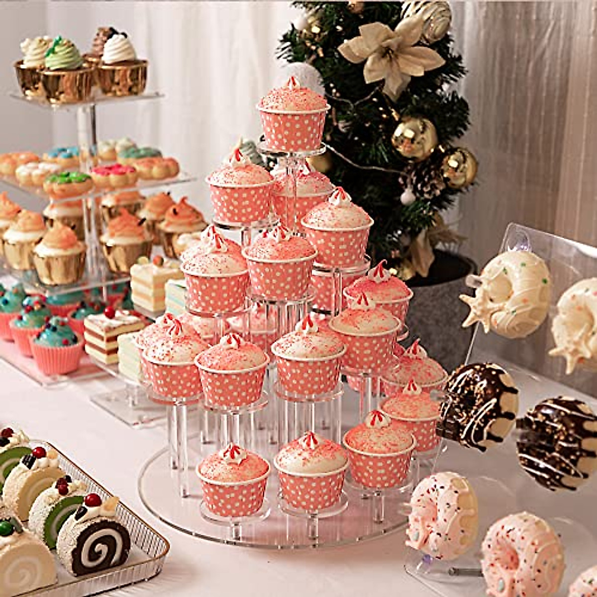 Acrylic Cupcake Stand for 24 Cupcakes Holder, Dessert Stand Premium Cupcake Display Stand Cupcake Tower Pastry Serving Display for Party Wedding Birthday