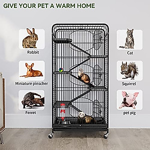 YINTATECH 52-inch Metal Ferret Cage Small Animal Cage with Rolling Stand Indoor Outdoor for Squirrel/Bunny/Cat/Rabbit