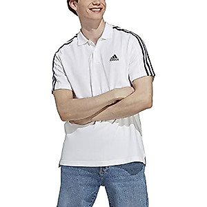 adidas Men's AEROREADY Essentials Pique Embroidered Small Logo Polo Shirt, White/Black, Medium