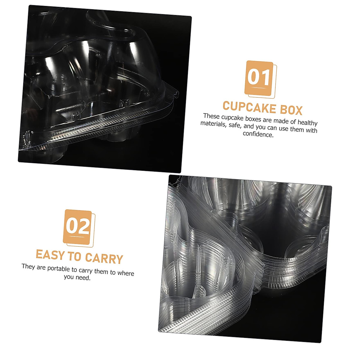 NOLITOY 20 Pcs Four Piece Cake Box Cupcake Holders Cupcake Storage Pastry Containers Cupcake Container Muffin Gifts Carriers Plastic Cupcake Carrier Tote Box Clamshell The Pet Food