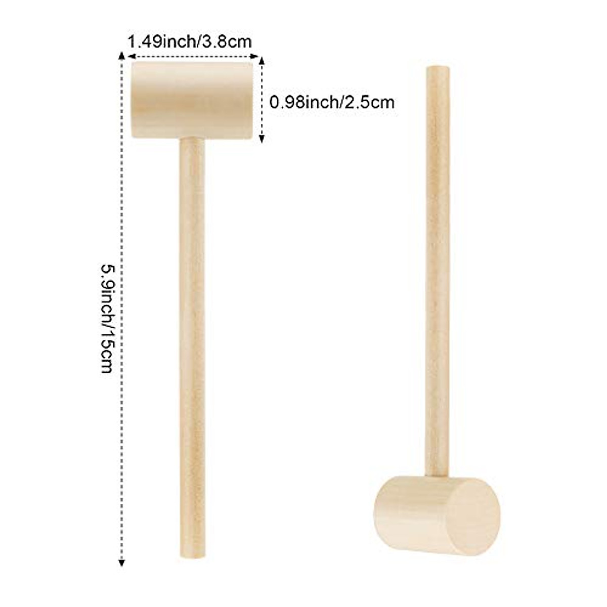 18 Pieces Mini Wooden Crab Lobster Mallets Seafood Shellfish Crab Hammer Solid Hardwood Hammer for Breakable Chocolate Heart, Cracking Seafood Tool and Craft Toys for Kids